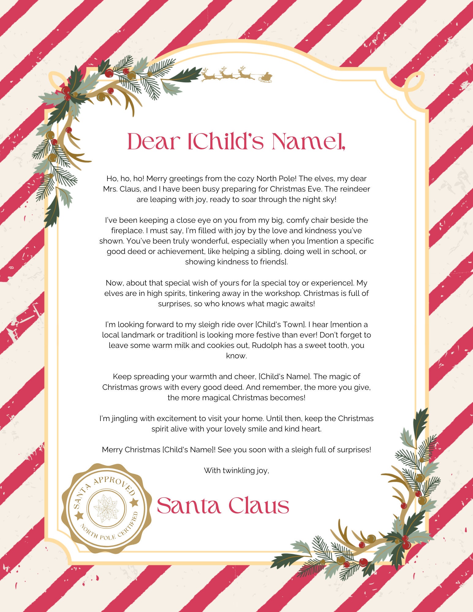Editable Christmas Letter From Santa, Letter From North Pole, Christmas ...