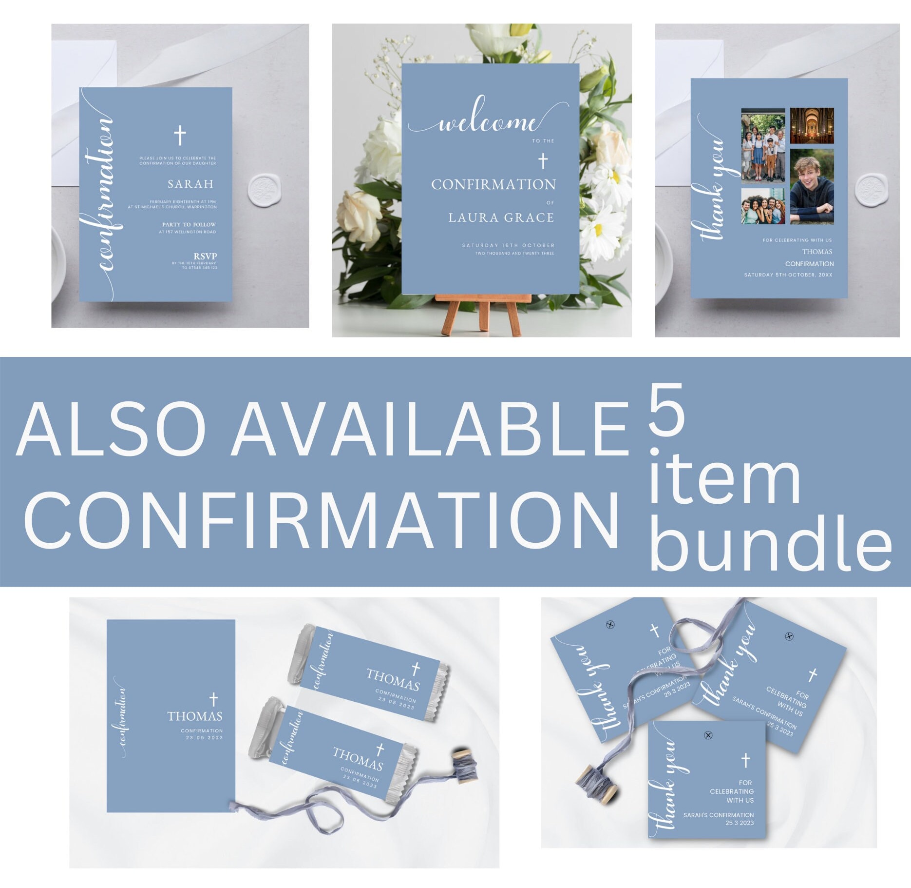 Confirmation Printable Favour Bookmark, Greenery Editable Bookmark ...