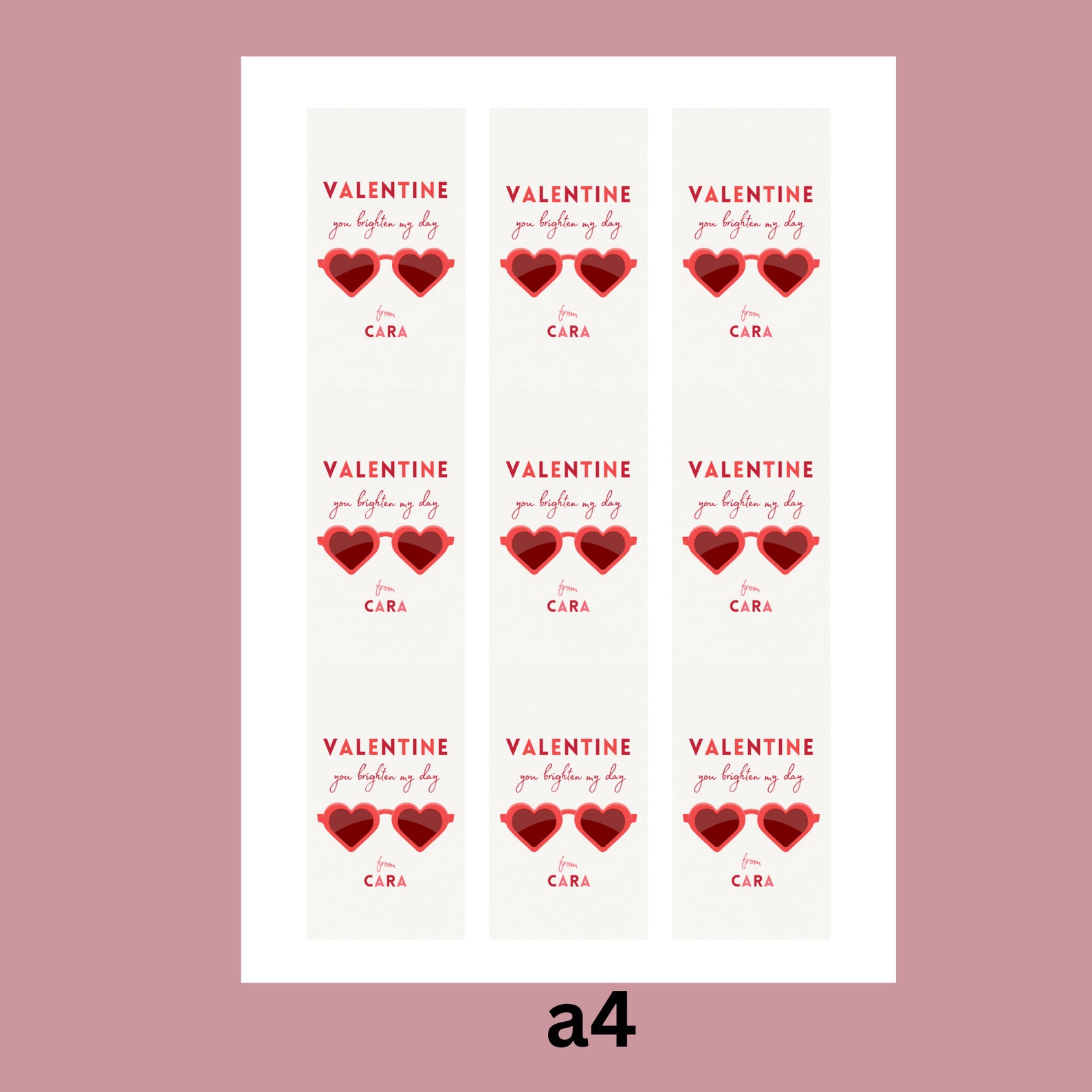 You Brighten My Day Valentine Sunglasses Tags Editable Sunglasses Tag ...