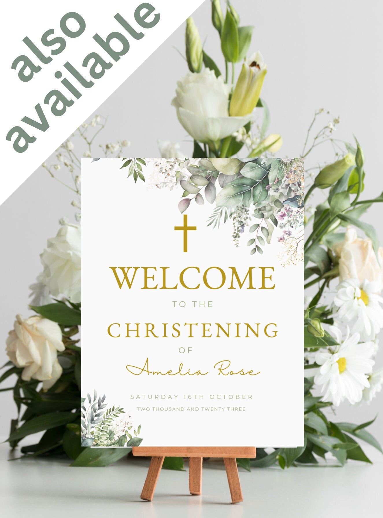 Girls Christening Printable Party Invitation 5"x7", Boho Christening ...