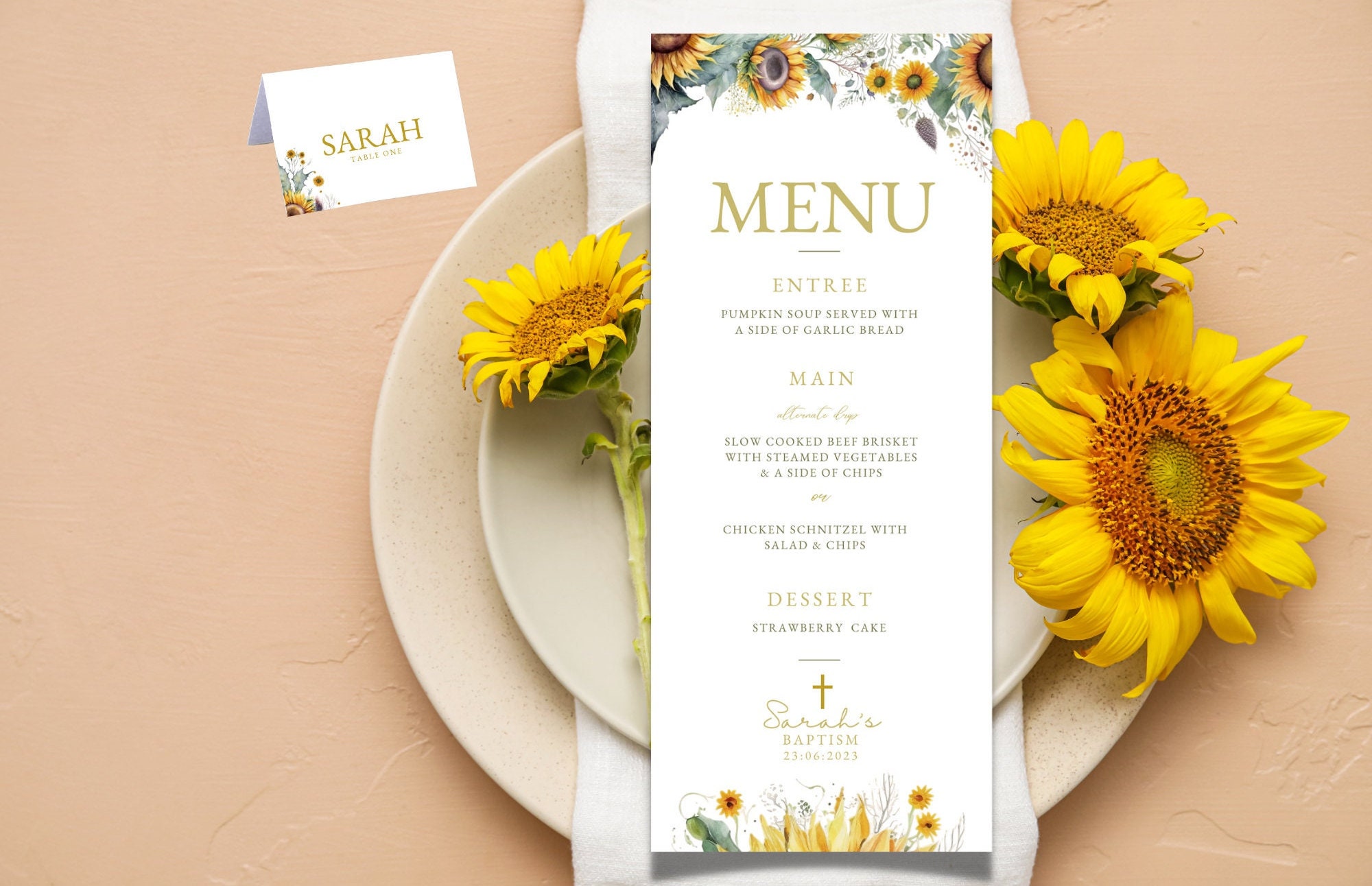 Sunflower Baptism Editable Bundle, Yellow Floral Baptism Bundle, Lds ...