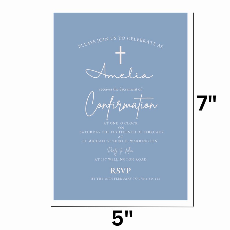 Minimalist Confirmation Invitation Template, Blue Modern Confirmation ...
