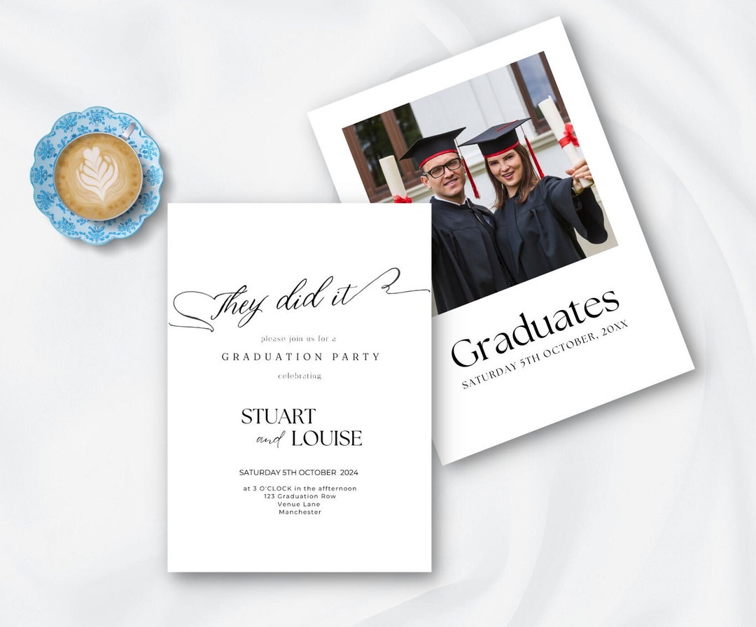 Simple Graduation Party Invitations, Graduation Invite Template Canva ...