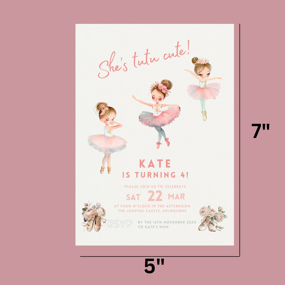 Editable Ballerina Invitation Ballerina Party Ballet Birthday ...