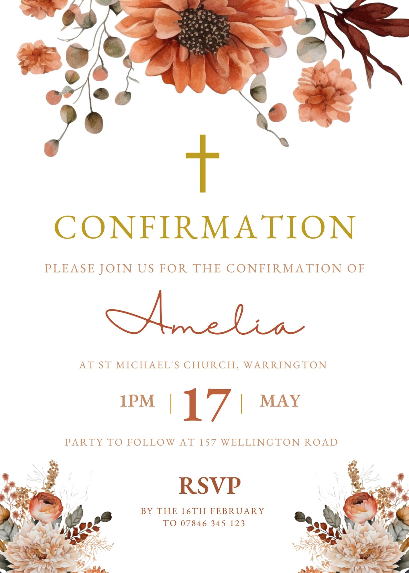 Fall Confirmation Invitation Template, Confirmation Printable ...