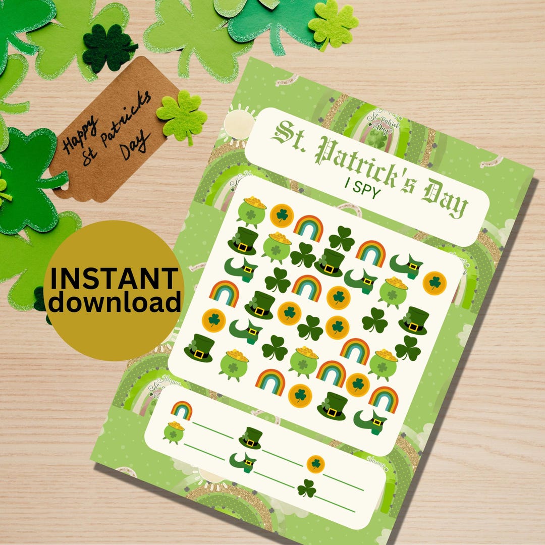 St Patricks Day I Spy Puzzle Printable Fun for Kids St Patrick's Theme ...