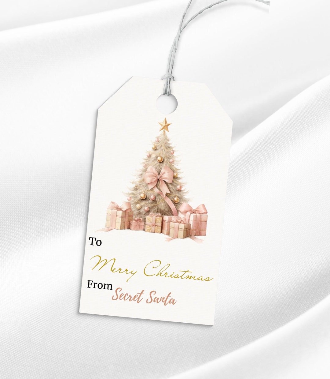 Christmas Gift Tags Pink, Secret Santa Kit Tag, Printable Pink Gift Tag ...