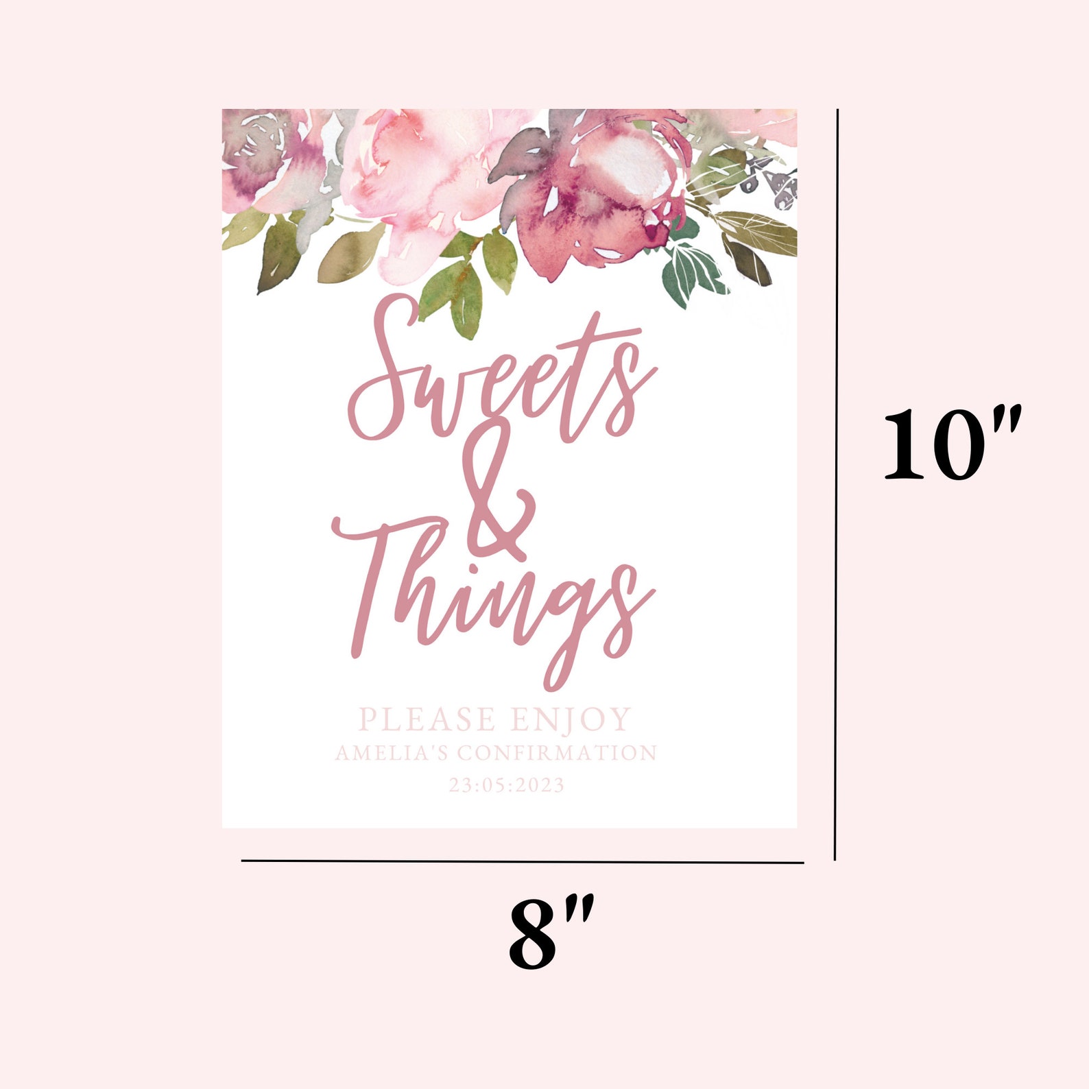 Blush Pink Sweets and Things Sign 8"x10" Canva Template Printable DIY ...