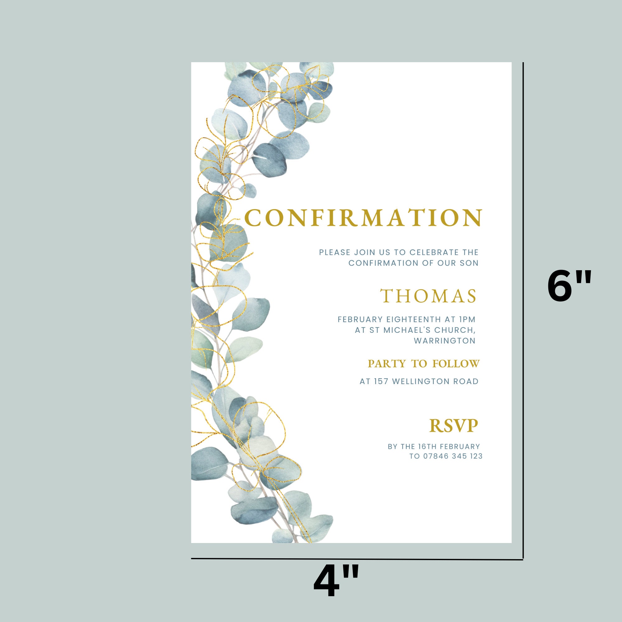 Editable Confirmation Invitation Template, Greenery Confirmation Invite ...