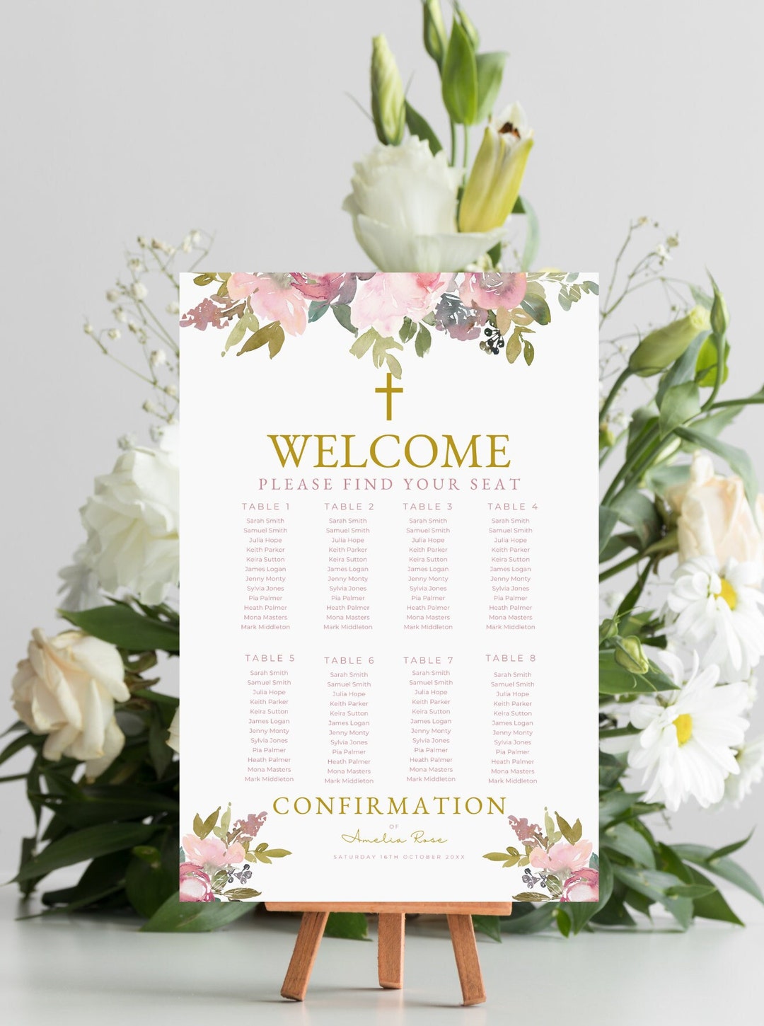 Boho Confirmation Seating Chart, Floral Confirmation Seating Chart ...