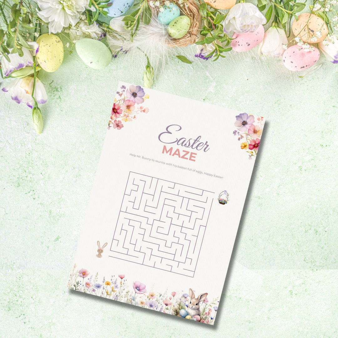 Easter Activities for Kids Easter Theme Maze Puzzle, Easter Maze Puzzle ...