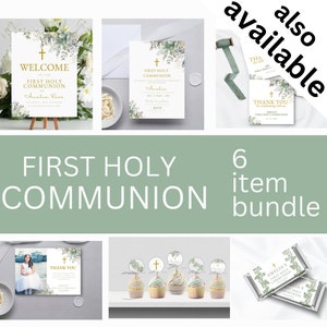 First Holy Communion Welcome Sign, Greenery 1st Communion Sign ...