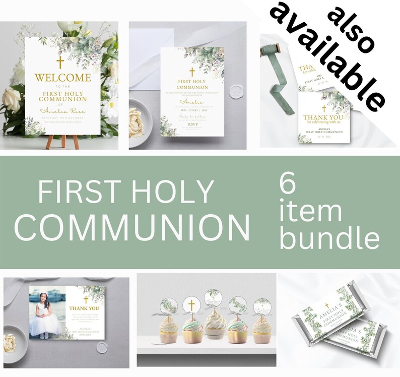 First Holy Communion Welcome Sign, Greenery 1st Communion Sign ...
