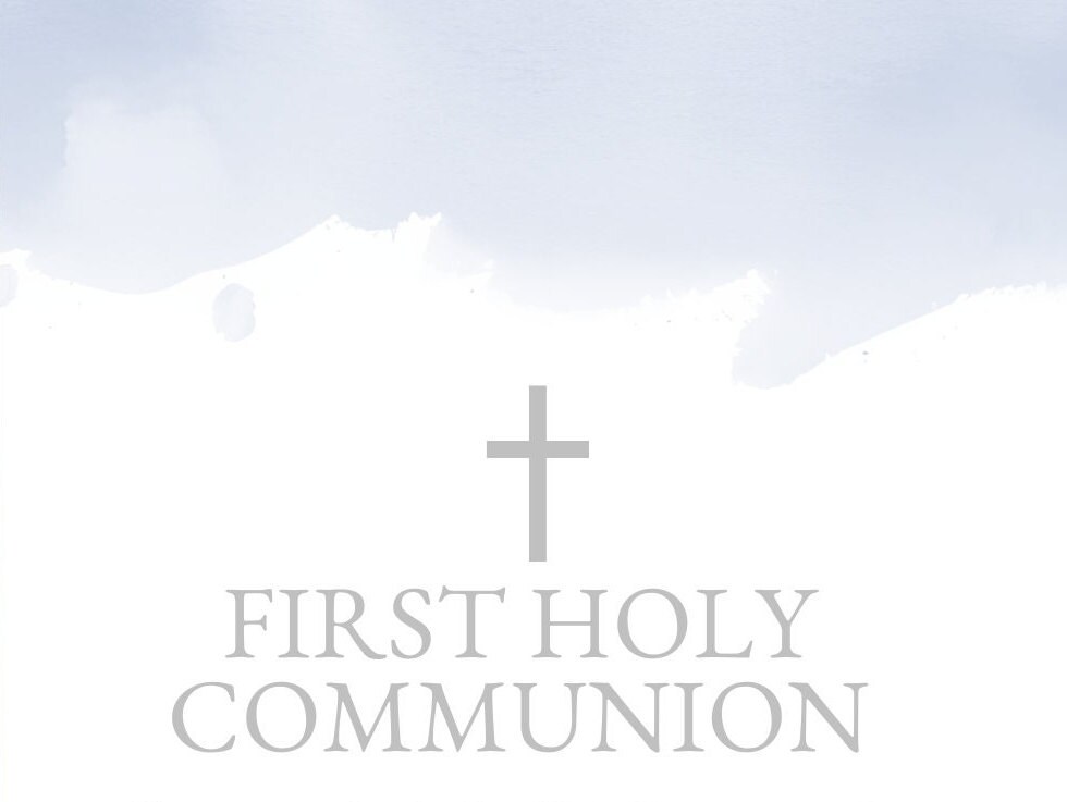 Blue and Silver First Holy Communion Invitation for Twins, Boys ...