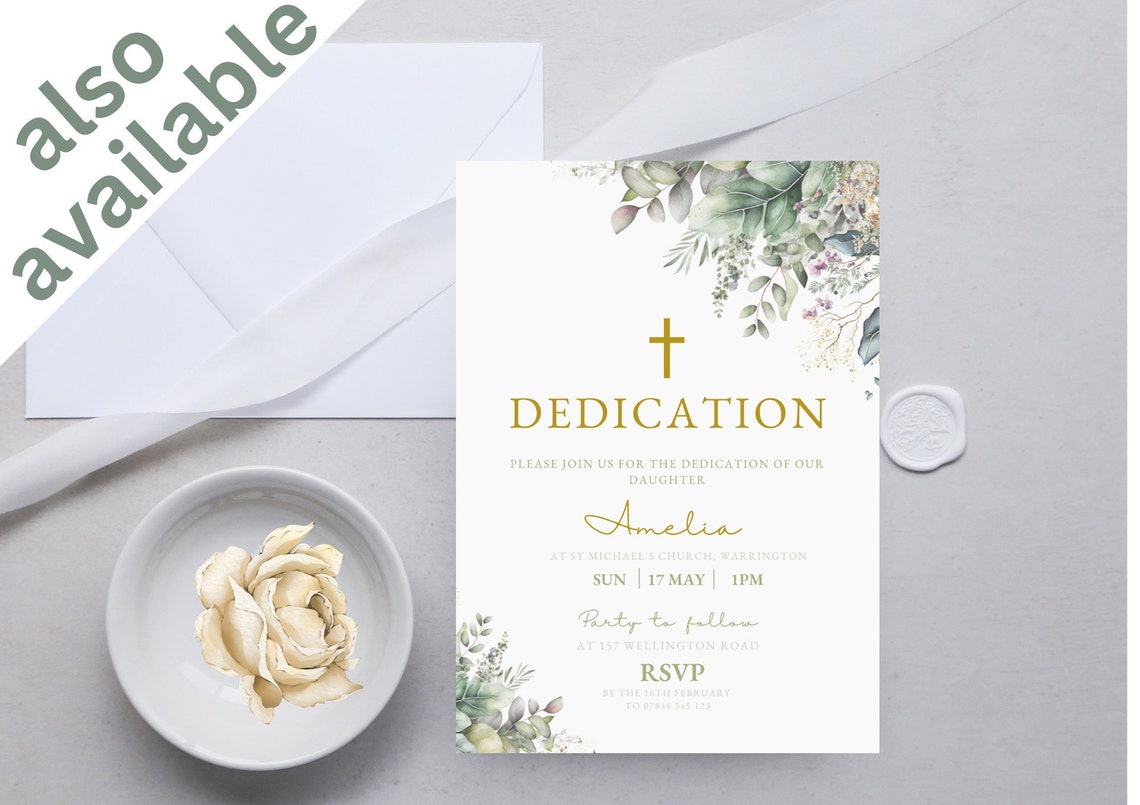 Dedication Welcome Sign, Greenery Dedication Party Sign, Religious ...