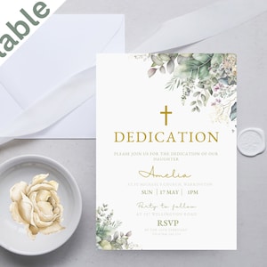 Dedication Welcome Sign, Greenery Dedication Party Sign, Religious ...