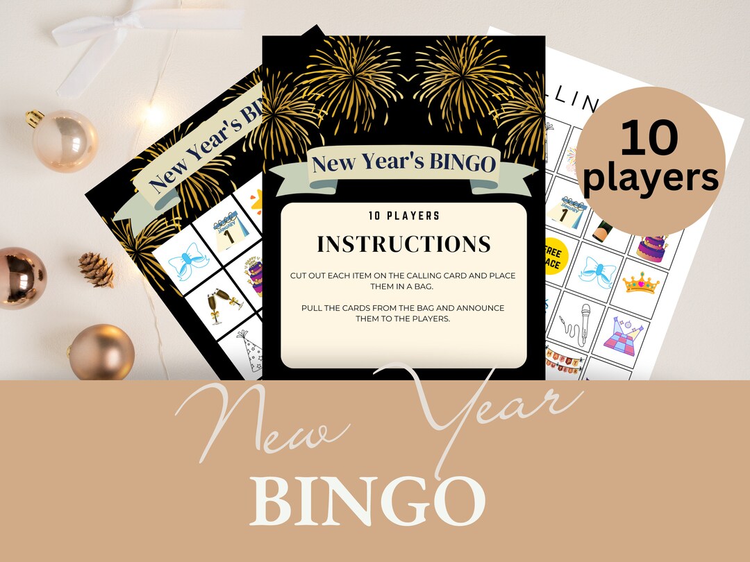 New Years Bingo Printable, Party Game for Happy New Year With Kids, for ...
