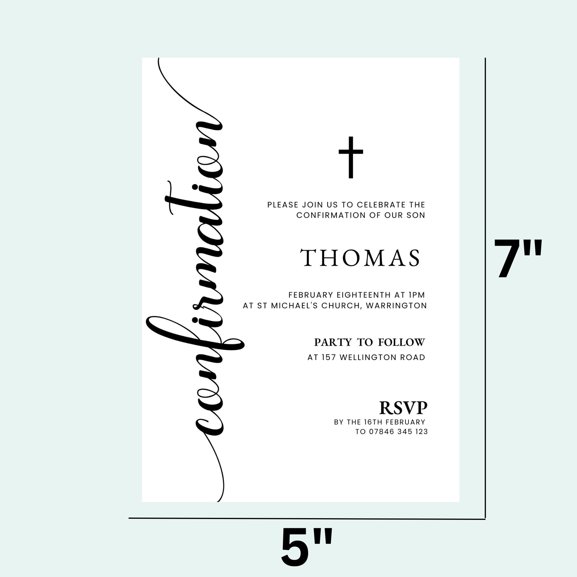 Minimalist Confirmation Invitation Template, Modern Confirmation Party ...