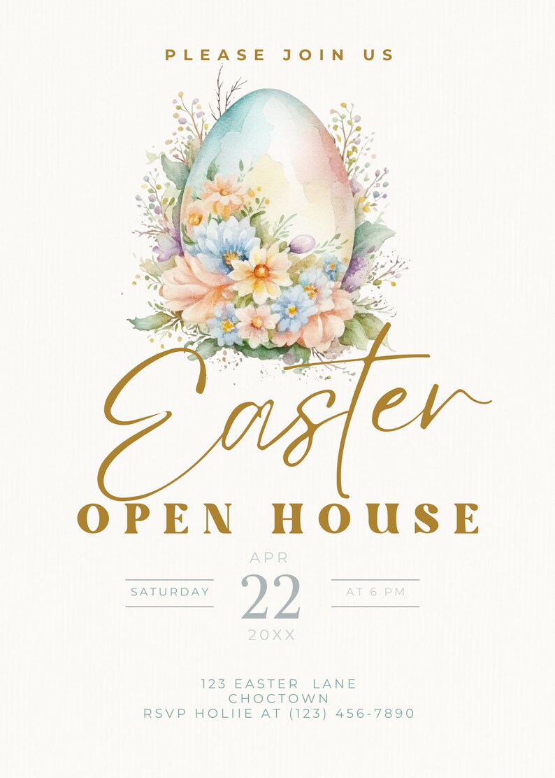 Editable Easter Open House Party Invitation Open House Invitation ...