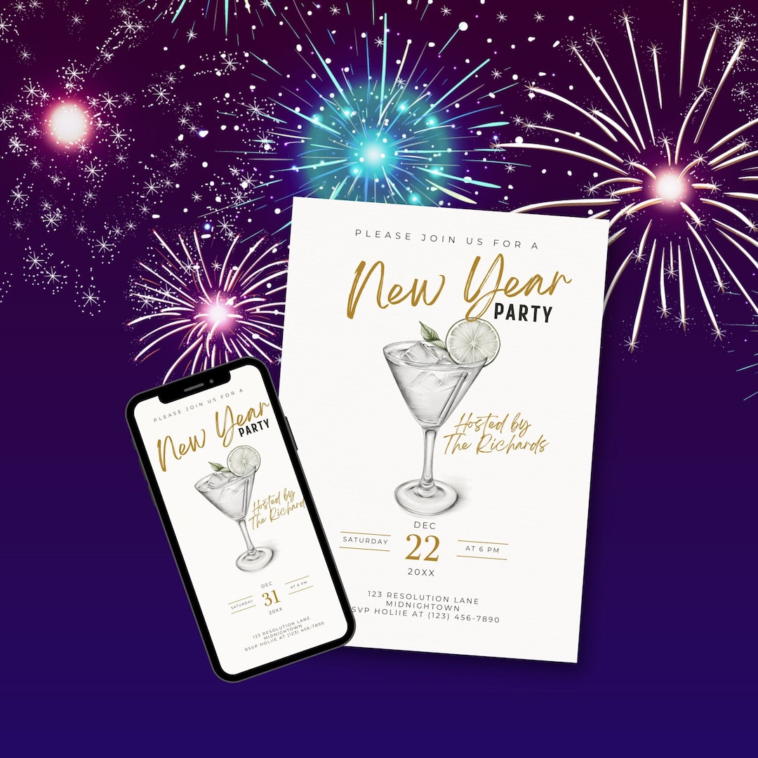 Nye Party, New Year's Eve Party Invitation, Christmas Party Invitation ...