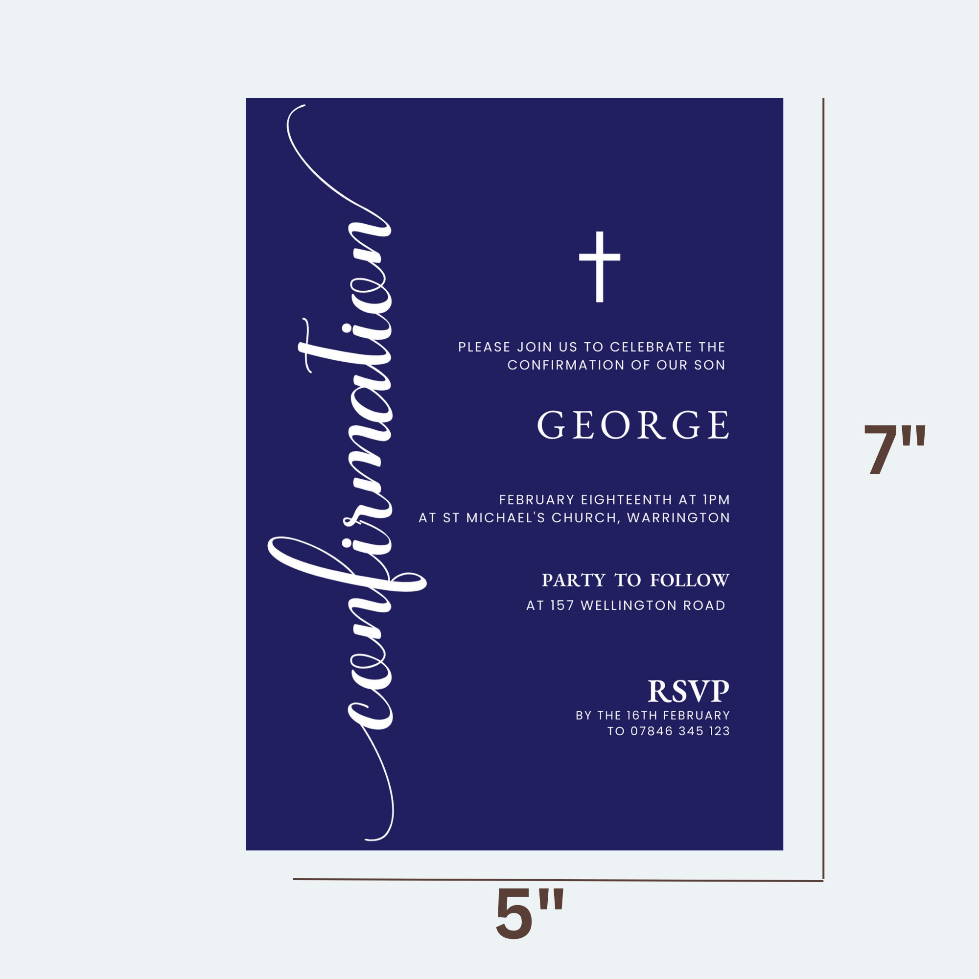 Dark Blue Confirmation Invitation Template Modern Confirmation Invite ...