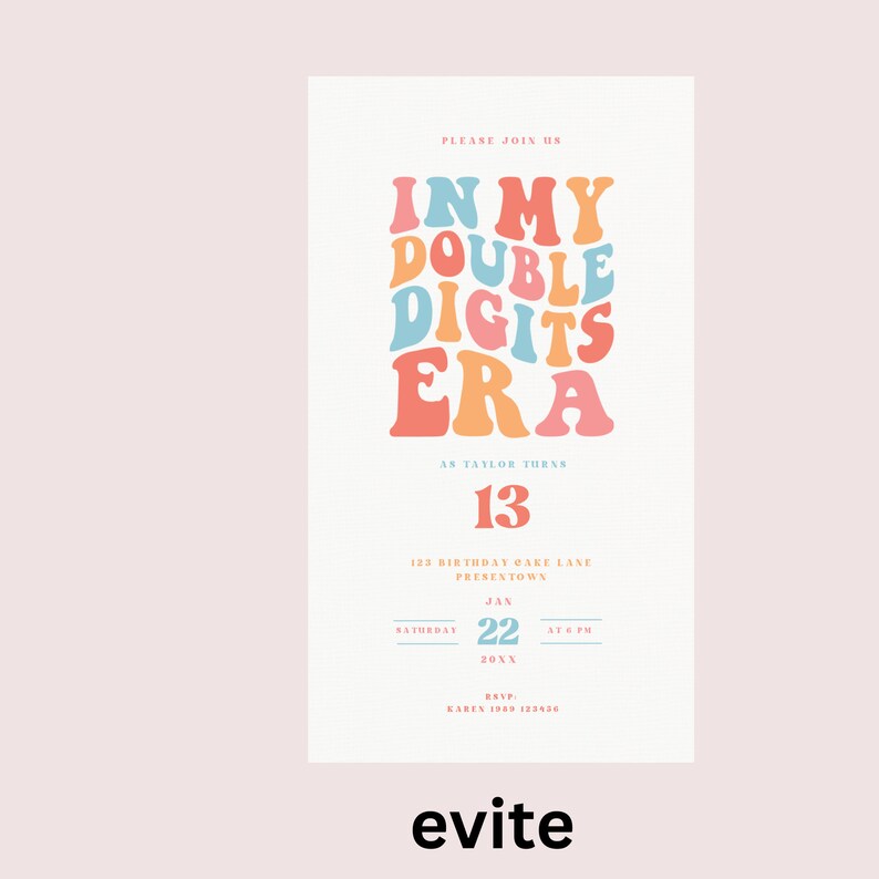 In My Double Digits Era Invite, Editable Birthday Invitation, Era ...