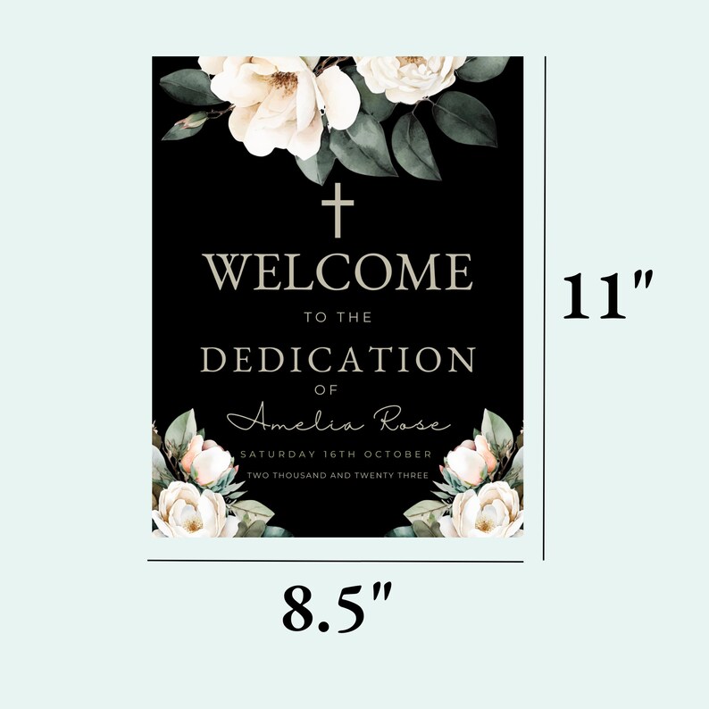 Dedication Welcome Sign Template, Floral Dedication Welcome Sign ...