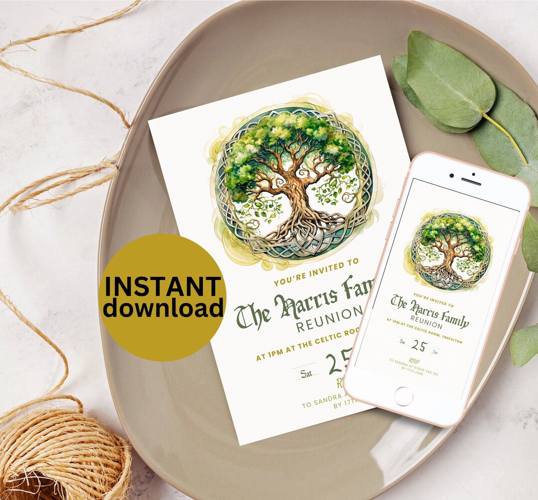 EDITABLE Family Reunion Invitation Paperless Tree of Life Family ...