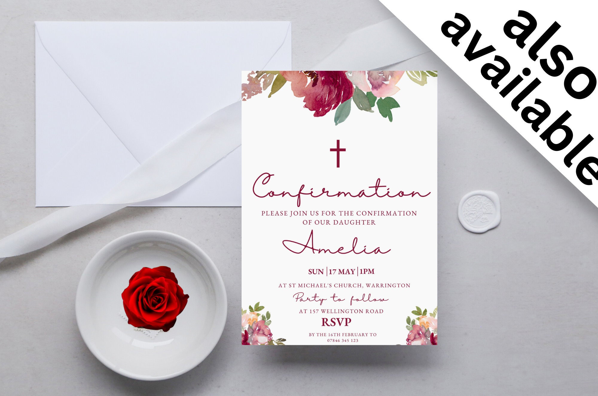Confirmation Invitation Template, Girls Confirmation Invite, Printable ...