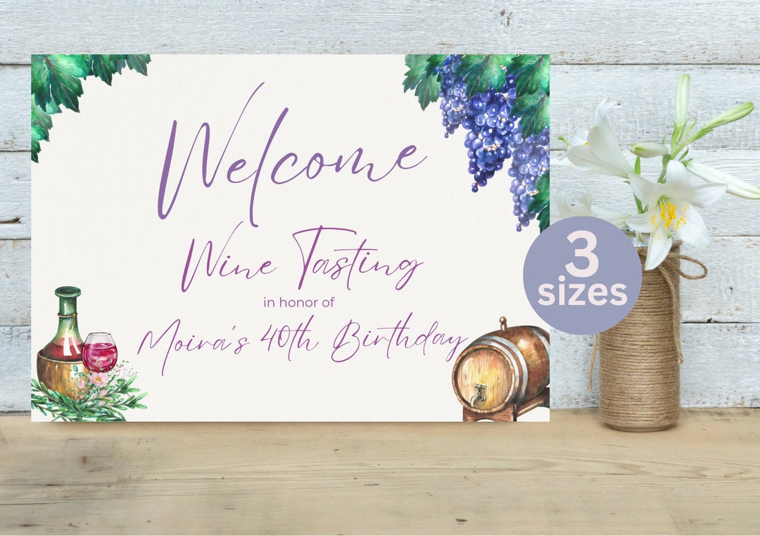 Editable Wine Tasting Sign Printable, Welcome to Wine Tasting Party ...