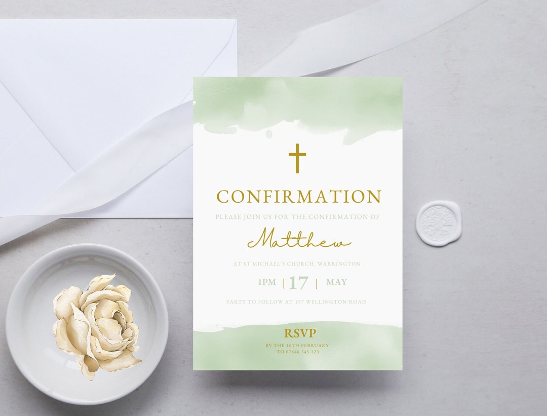 Minimalist Confirmation Invite, Catholic Confirmation Invitation ...