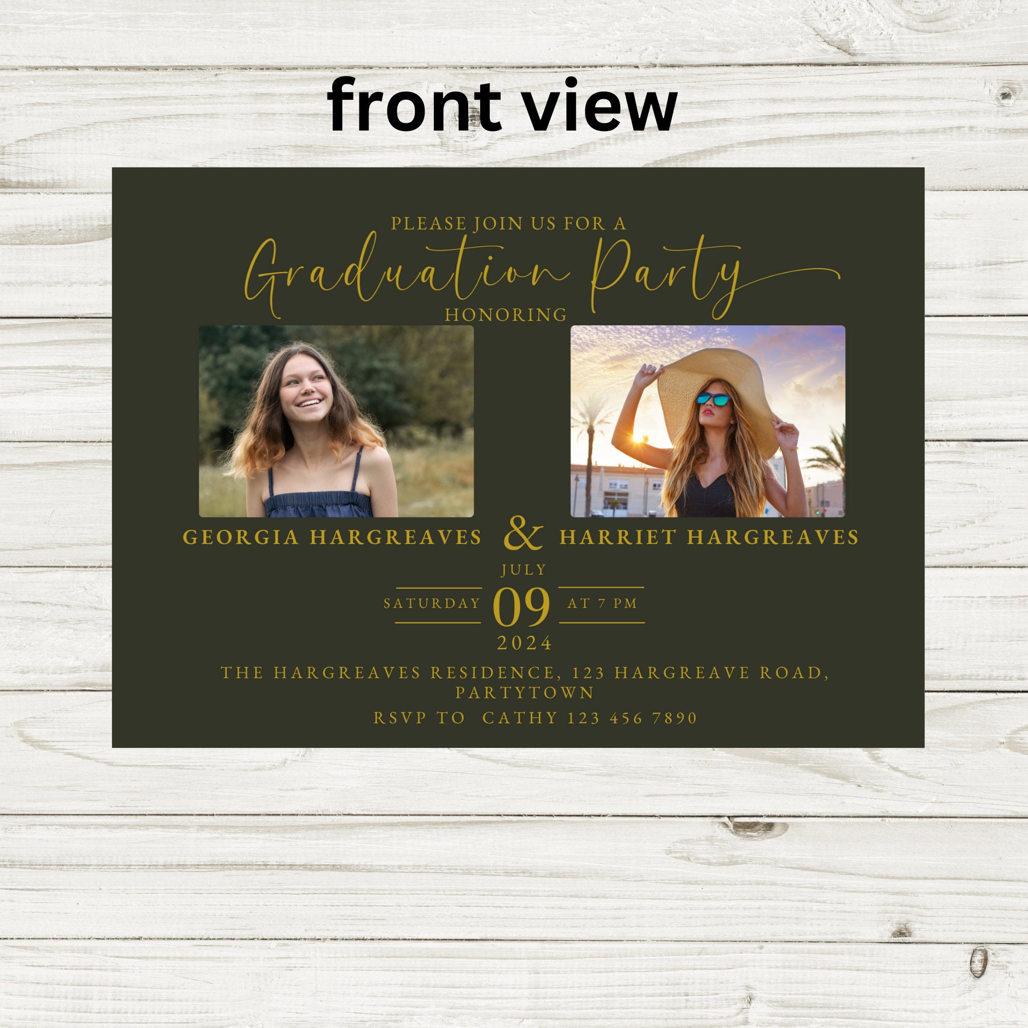 Graduation Invitation for Siblings Two Photos Joint Graduation Two ...