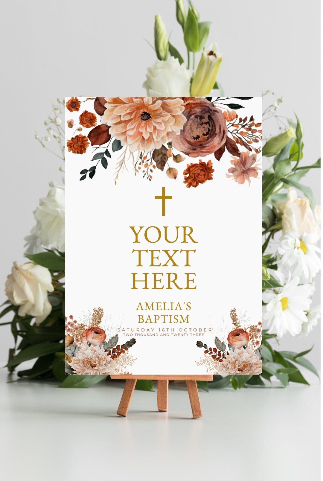 Printable Baptism Sign, Fall Baptism Custom Sign, Autumn Printable ...