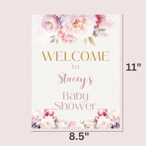 Pink Floral Baby Shower Welcome Sign (digital Download) - Etsy