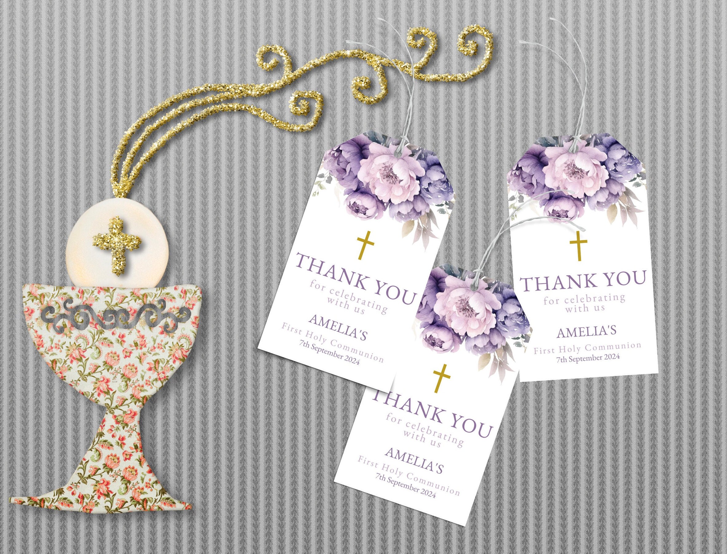 Instant Download Printable Tags Thank You Tags Communion Lavender Thank ...