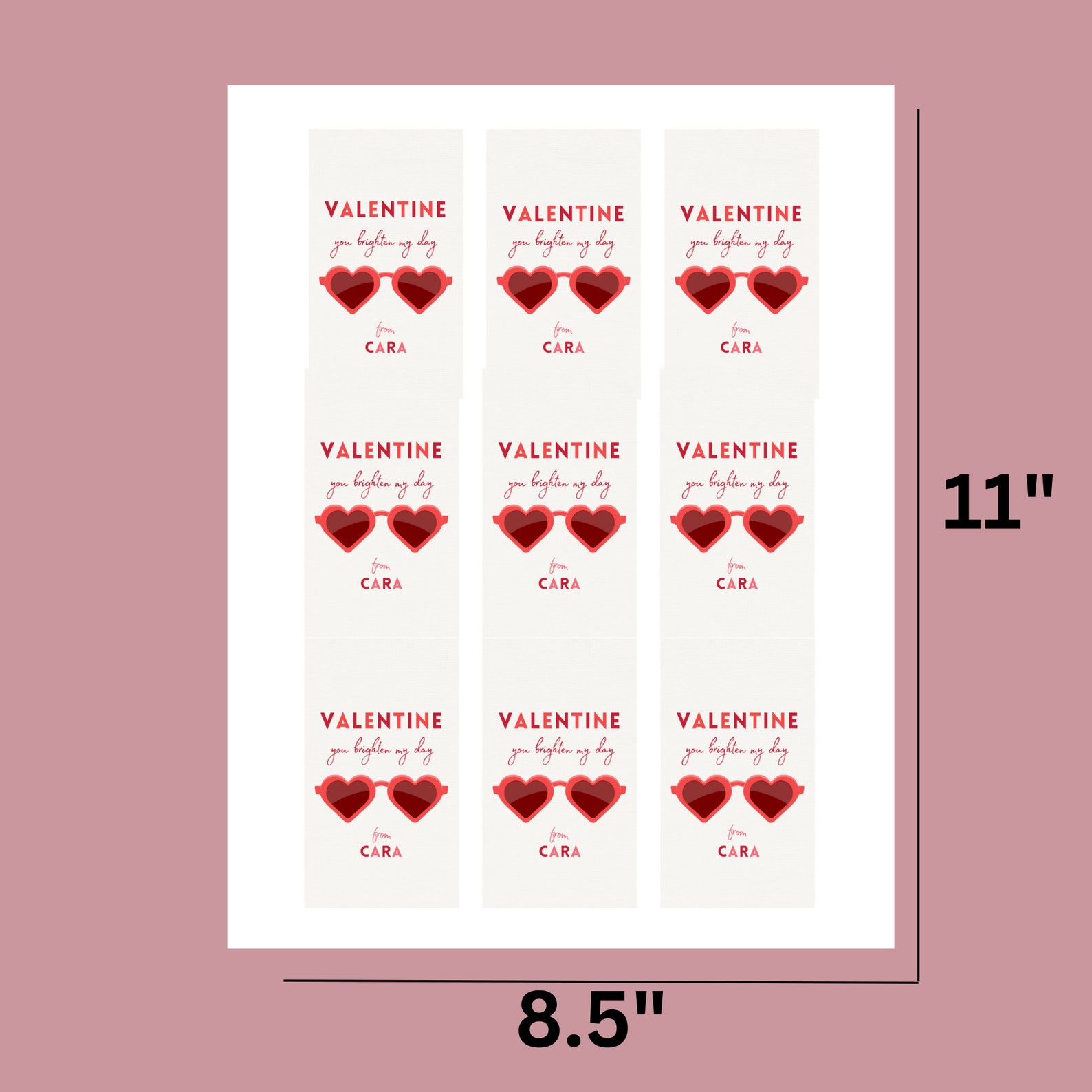 You Brighten My Day Valentine Sunglasses Tags Editable Sunglasses Tag ...