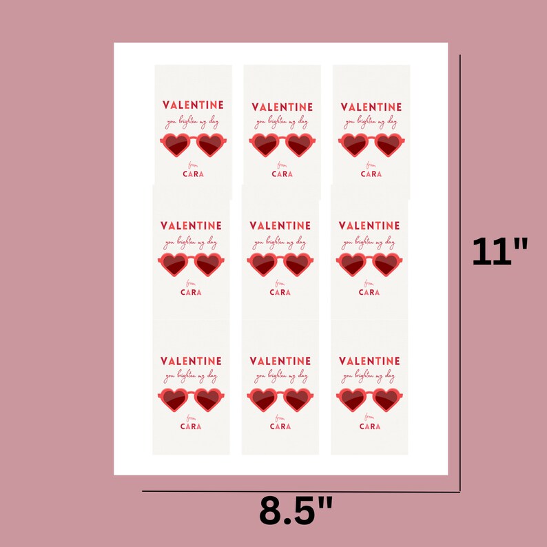 You Brighten My Day Valentine Sunglasses Tags Editable Sunglasses Tag ...