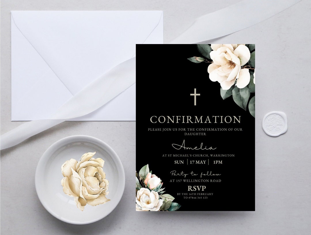 Girls Confirmation Invitation, Printable Confirmation Party Template ...