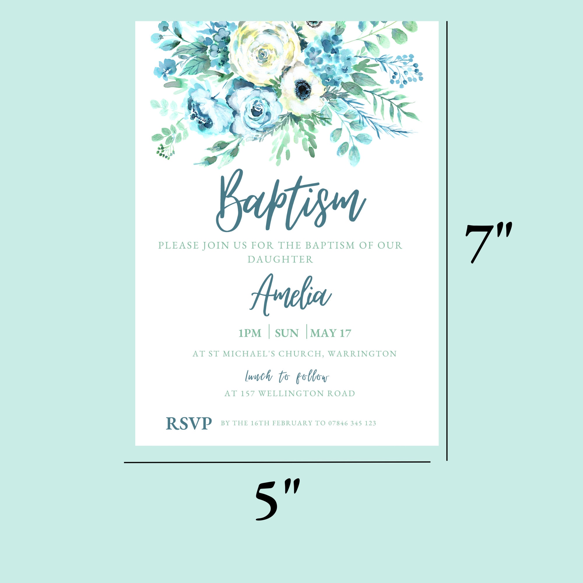 Printable Baptism Invitation and RSVP Set , Baptism Invite, Canva ...