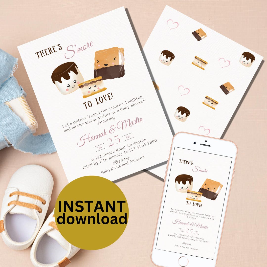 Editable S'mores Baby Shower Invitation Gender Neutral Digital Smore to ...