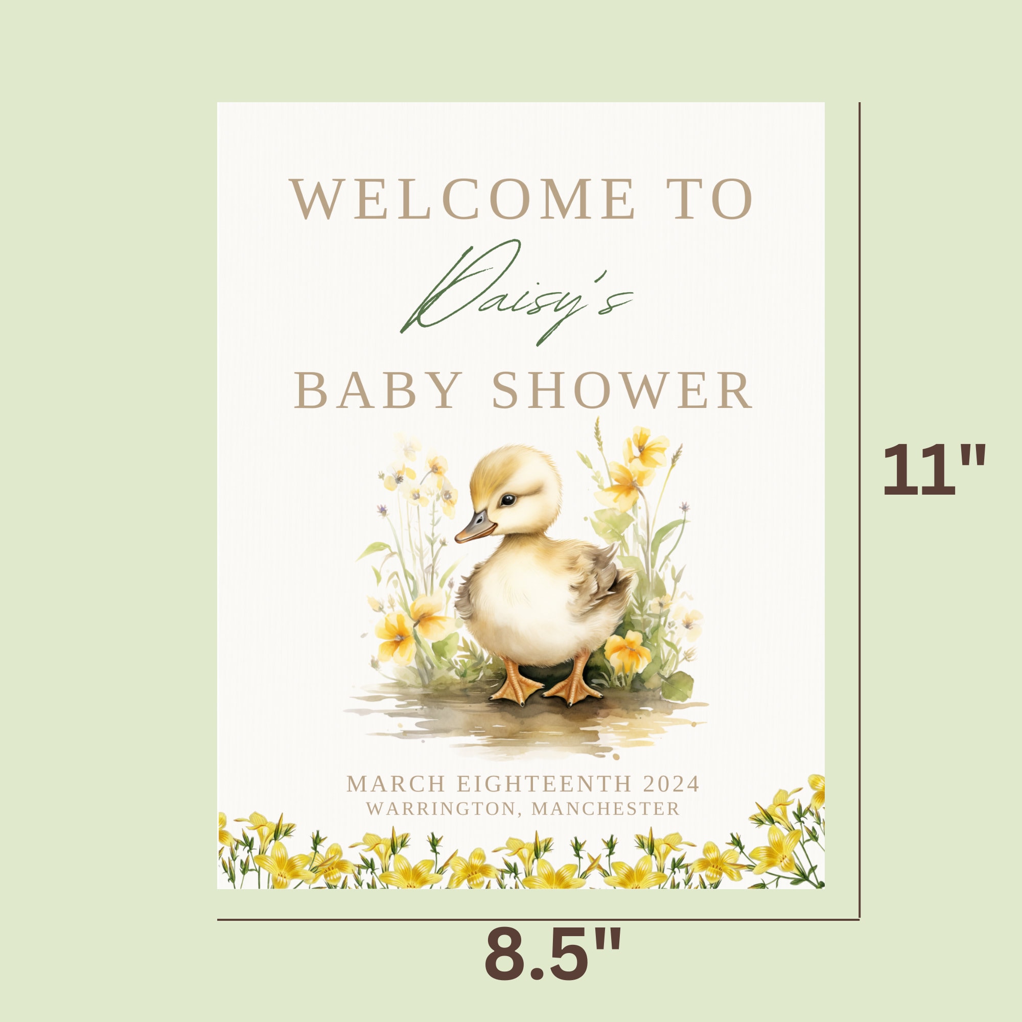 Duck Baby Shower Welcome Sign: Little Duckling Floral Decor (digital ...