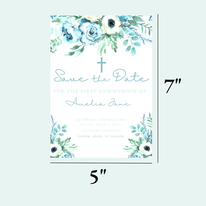 Printable Greenery First Communion Invitation Pack, Printable First ...