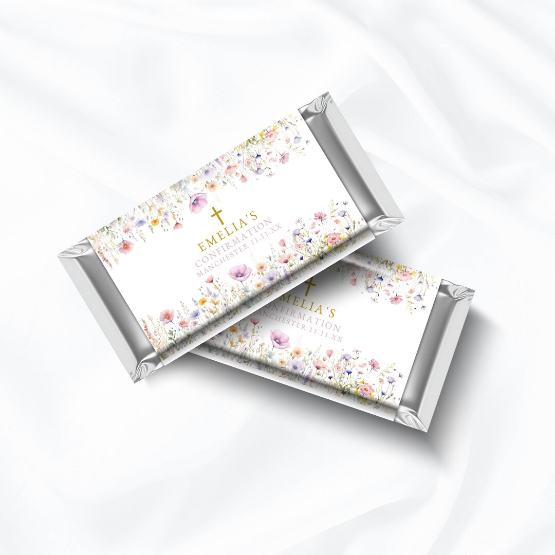 Editable Candy Bar Wrapper, Confirmation Chocolate Bar Label, Editable ...