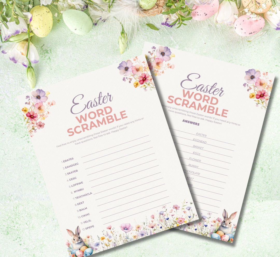 Easter Word Scramble Printable Game, Kids Easter Activity, Kids Easter ...