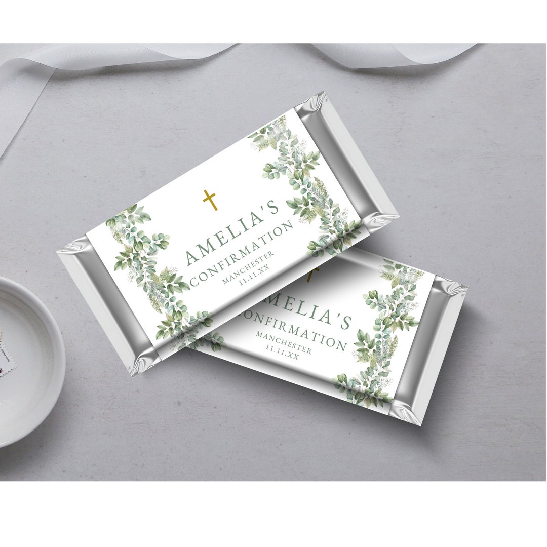 Confirmation Candy Bar Label, Greenery Confirmation Favor, Confirmation ...
