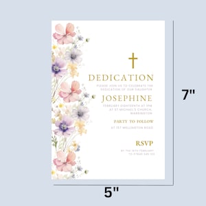 Wildflower Baby Dedication Invitation Template, Naming Ceremony Floral ...