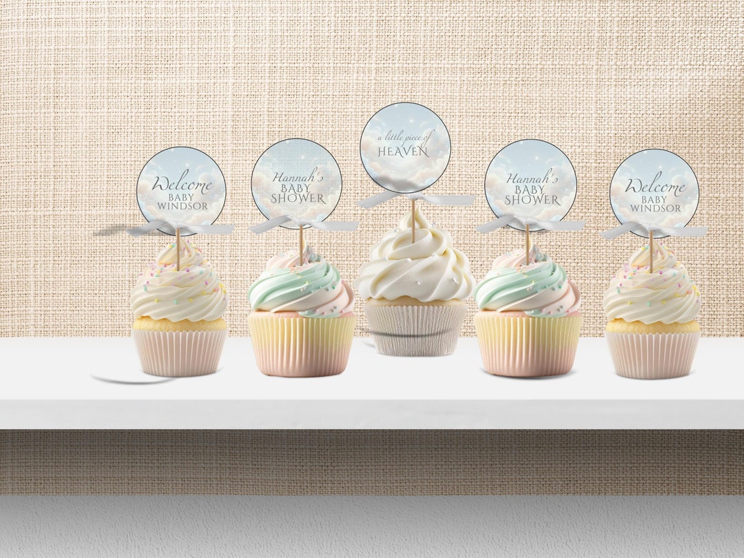Editable Heaven Sent Baby Shower Cupcake Toppers (digital Download) - Etsy