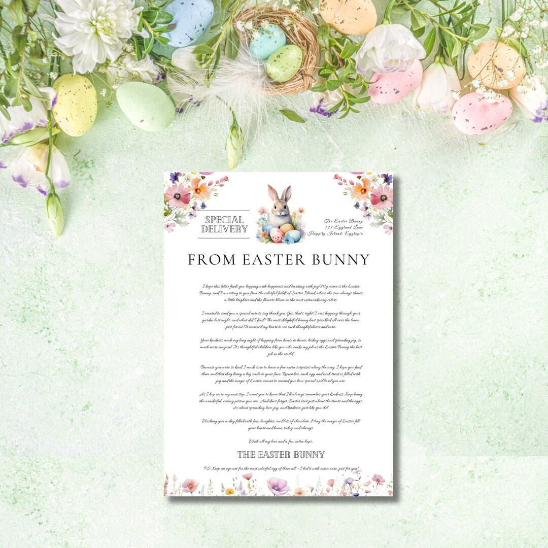 Editable Easter Bunny Letter to Kid Printable Official Letter From Desk ...