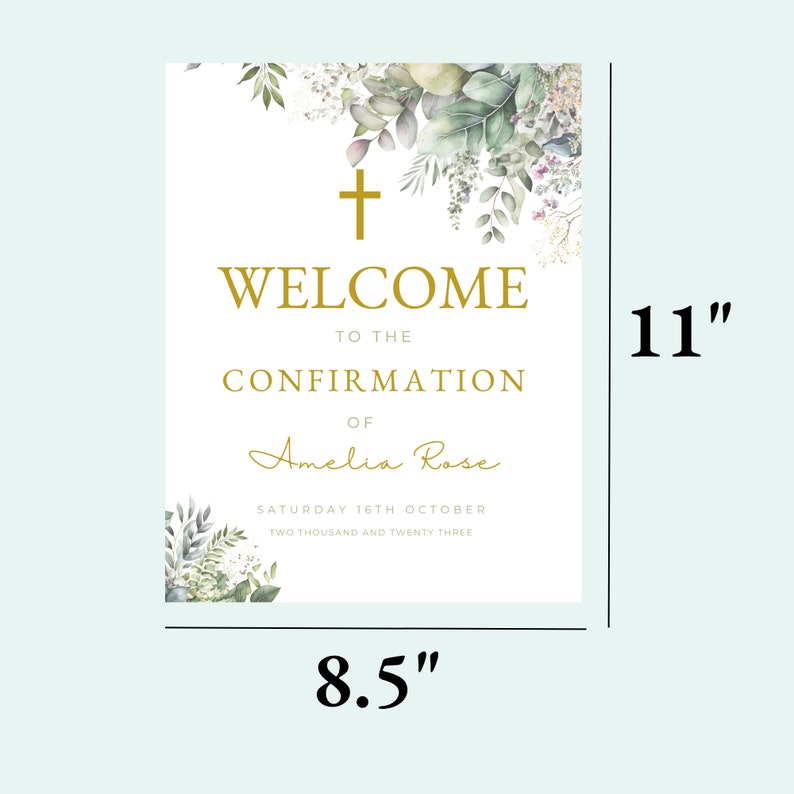 Confirmation Welcome Sign, Greenery Confirmation Party Sign, Religious ...