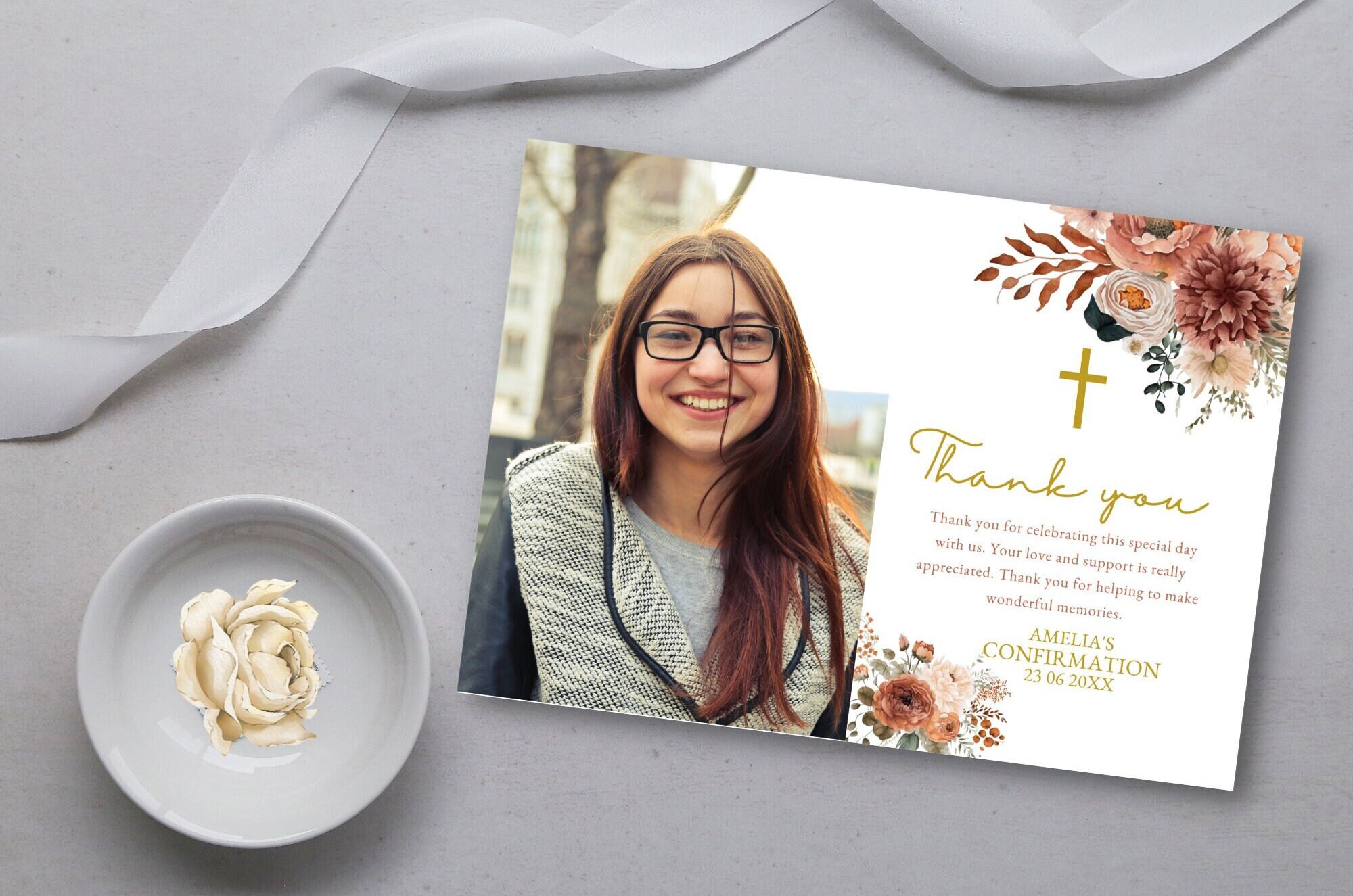 Girl Confirmation Thank You Card, Fall Confirmation Photo Thank You ...
